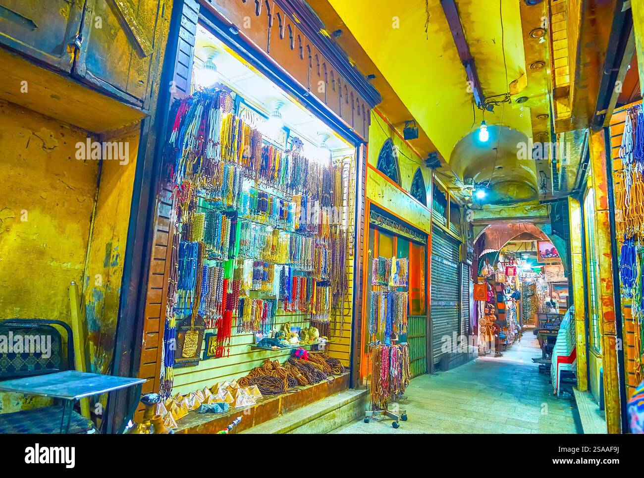 The small jewelry stall in narrow passage of Khan El-Khalili market ...