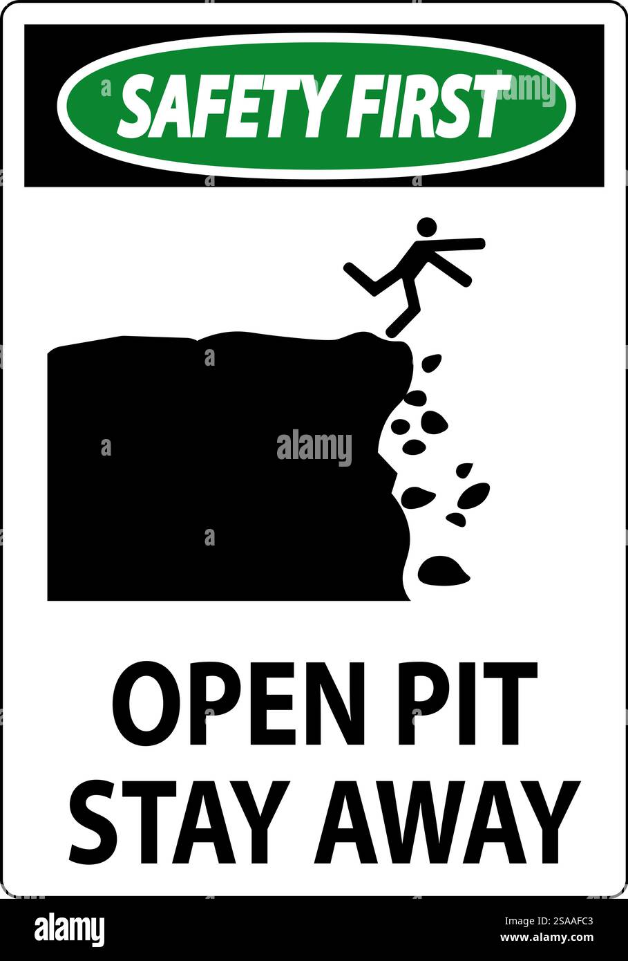 Safety First Sign Open Pit, Stay Away Stock Vector Image & Art - Alamy