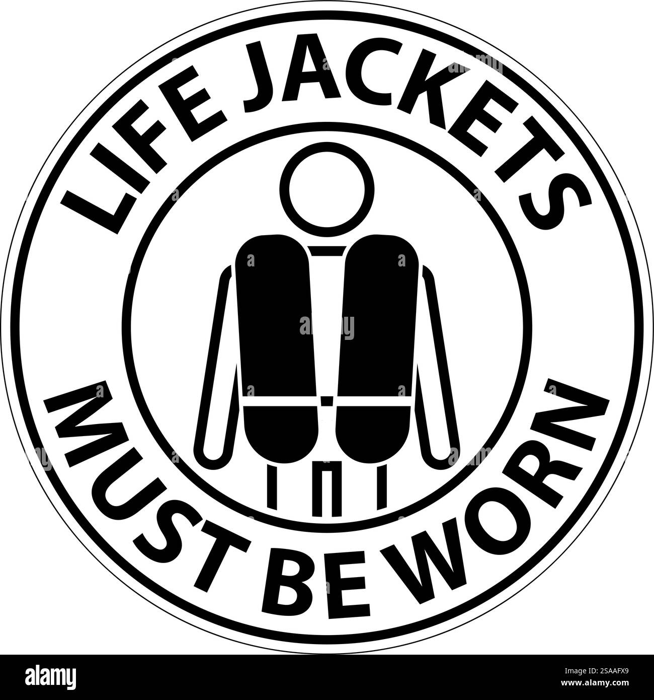 Water Safety Sign Caution, Life Jackets Must Be Worn Stock Vector Image ...