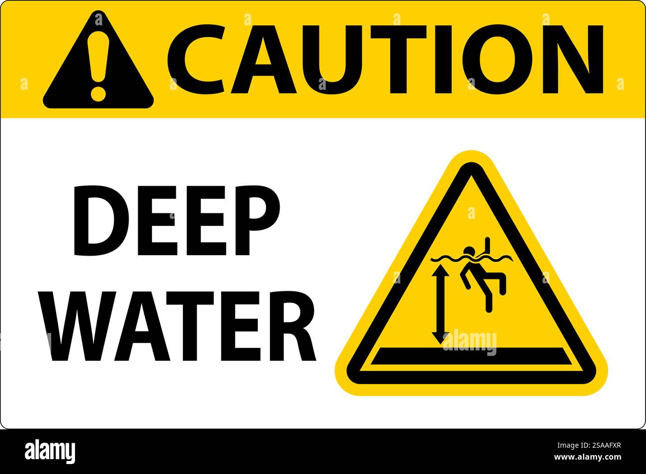 Caution Sign Deep Water Stock Vector Image & Art - Alamy
