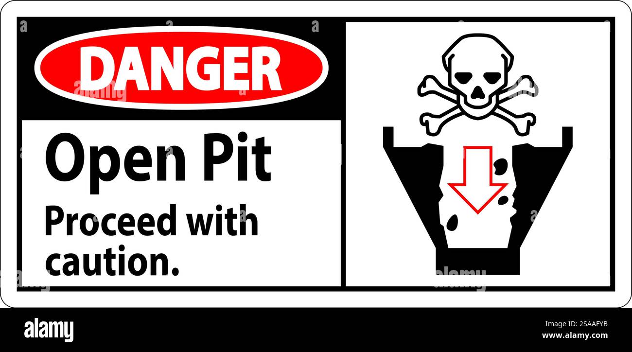 Danger Sign Open Pit Proceed With Caution Stock Vector Image & Art - Alamy