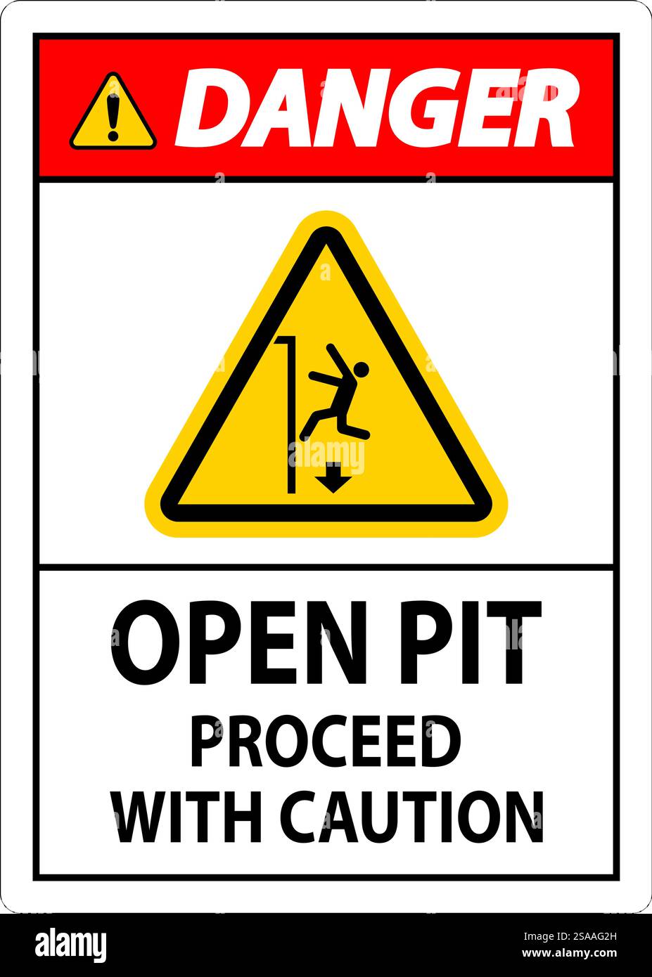 Danger Sign Open Pit Proceed With Caution Stock Vector Image & Art - Alamy