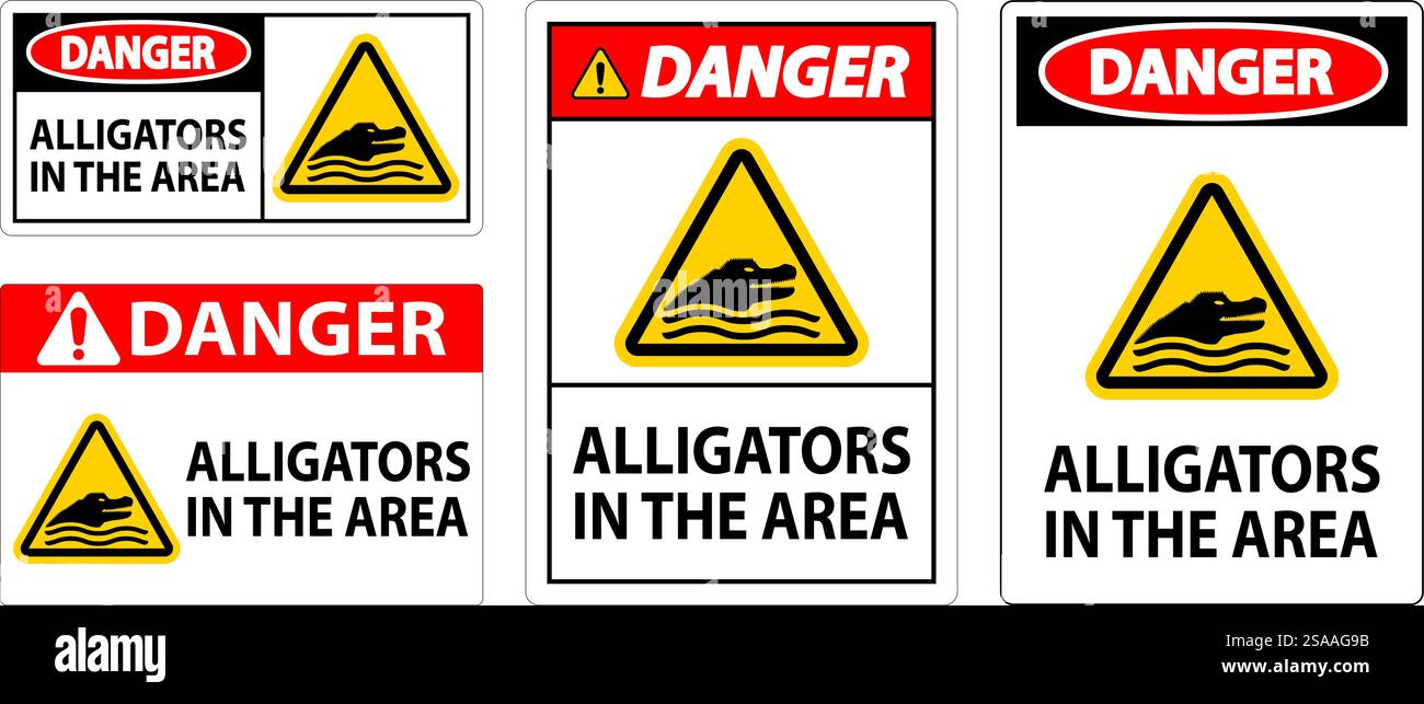 Danger Alligators In The Area Sign Stock Vector Image & Art - Alamy