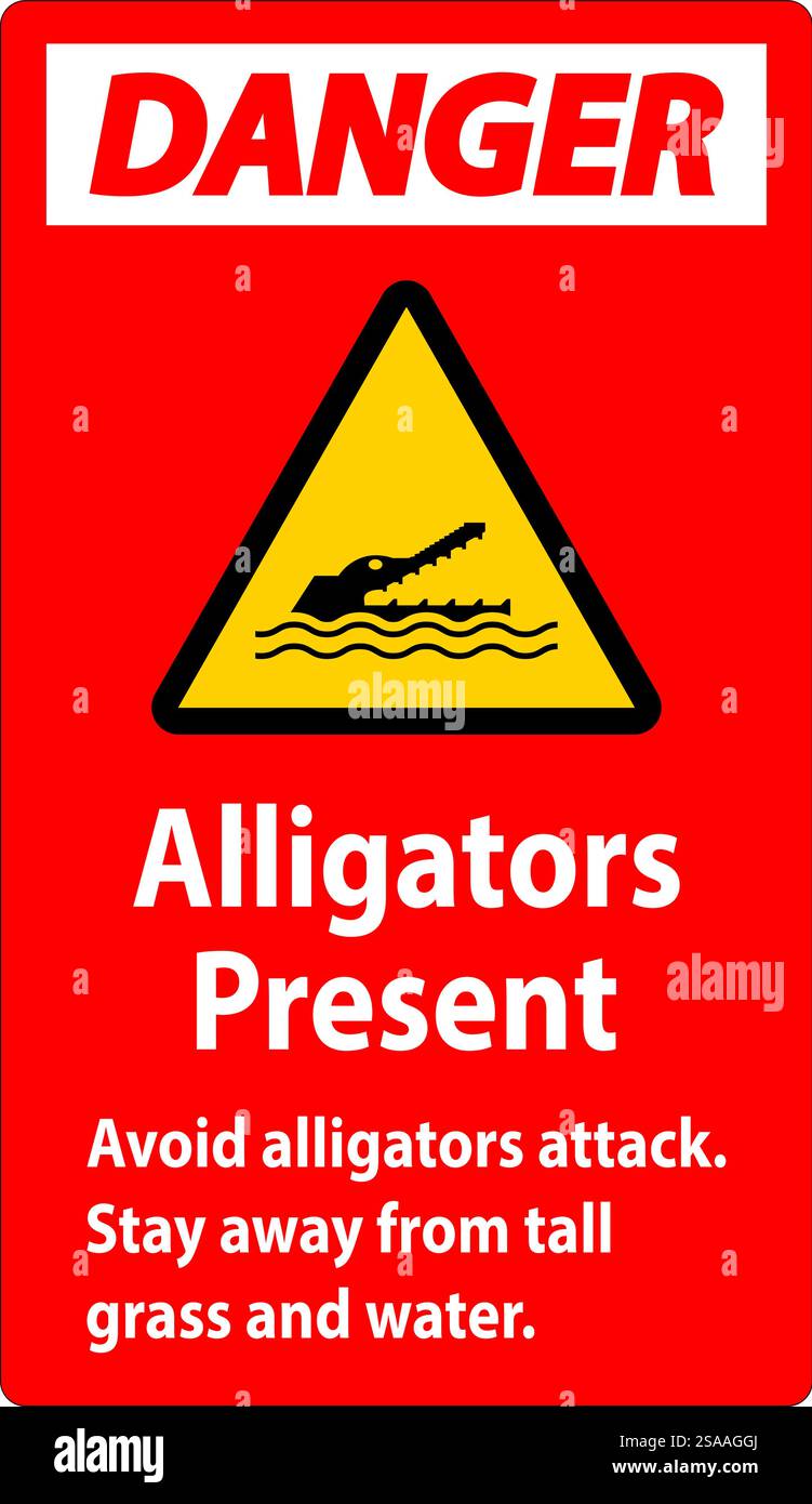 Alligator Warning Sign, Danger - Alligators Present Avoid Attack, Stay ...