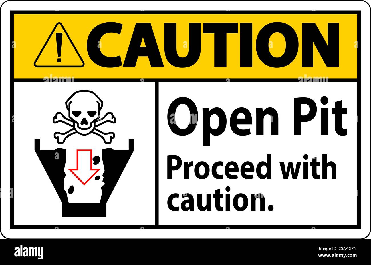 Caution Sign Open Pit Proceed With Caution Stock Vector Image & Art - Alamy