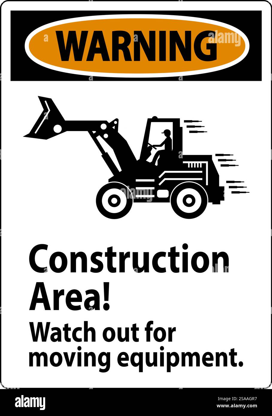 Warning Sign Construction Area Watch Out For Moving Equipment Stock ...