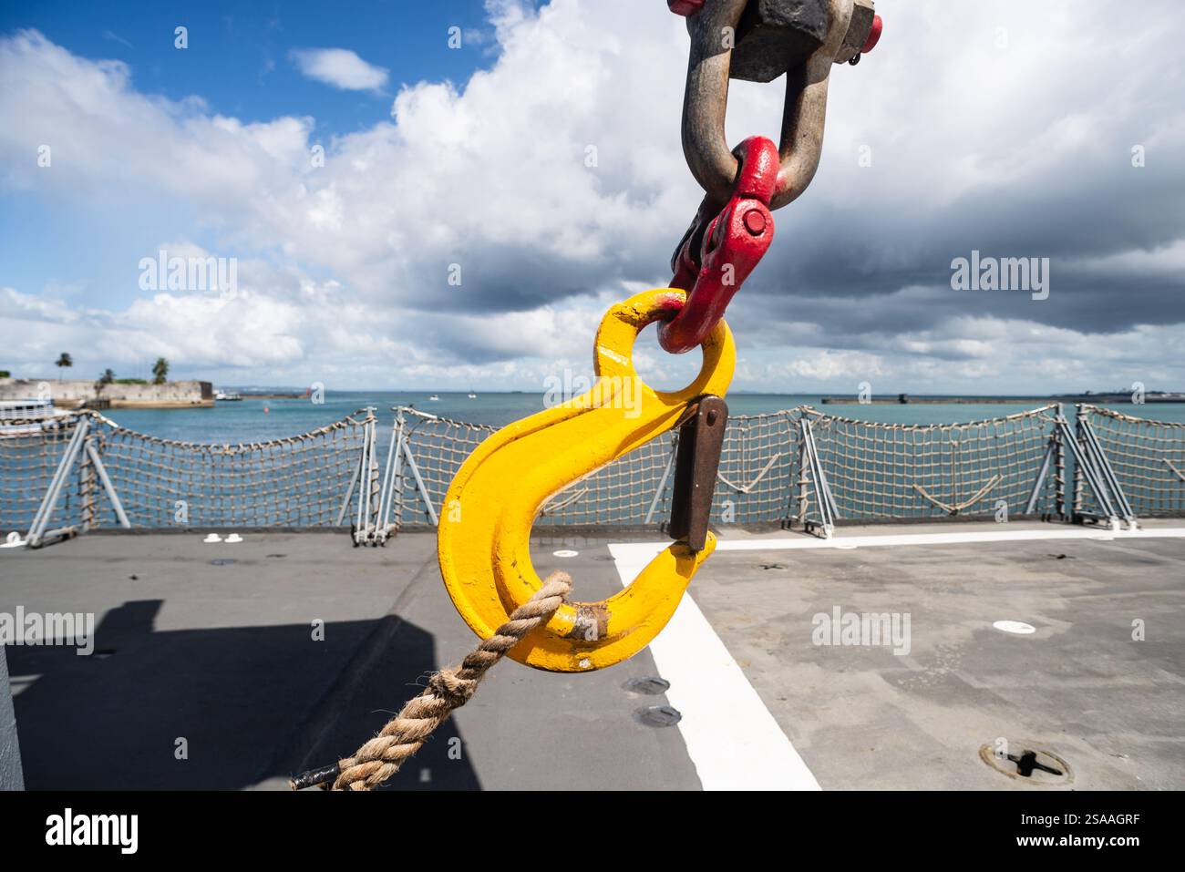View of parts of the Bahia ship open for visits in the port of the city ...