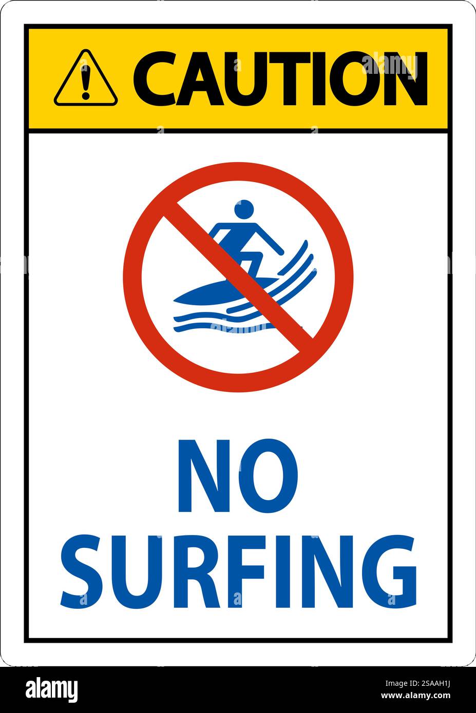 Caution Beach Safety Sign No Surfing Stock Vector Image & Art - Alamy