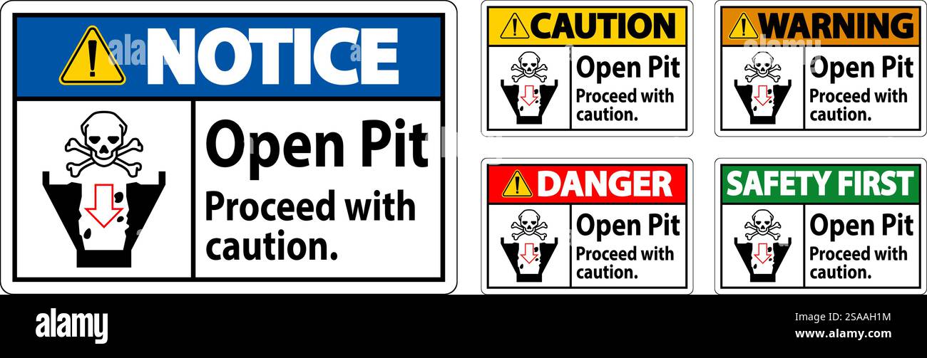 Danger Sign Open Pit Proceed With Caution Stock Vector Image & Art - Alamy