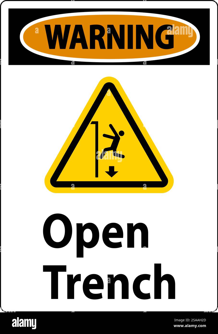 Warning Sign Open Trench Stock Vector Image & Art - Alamy