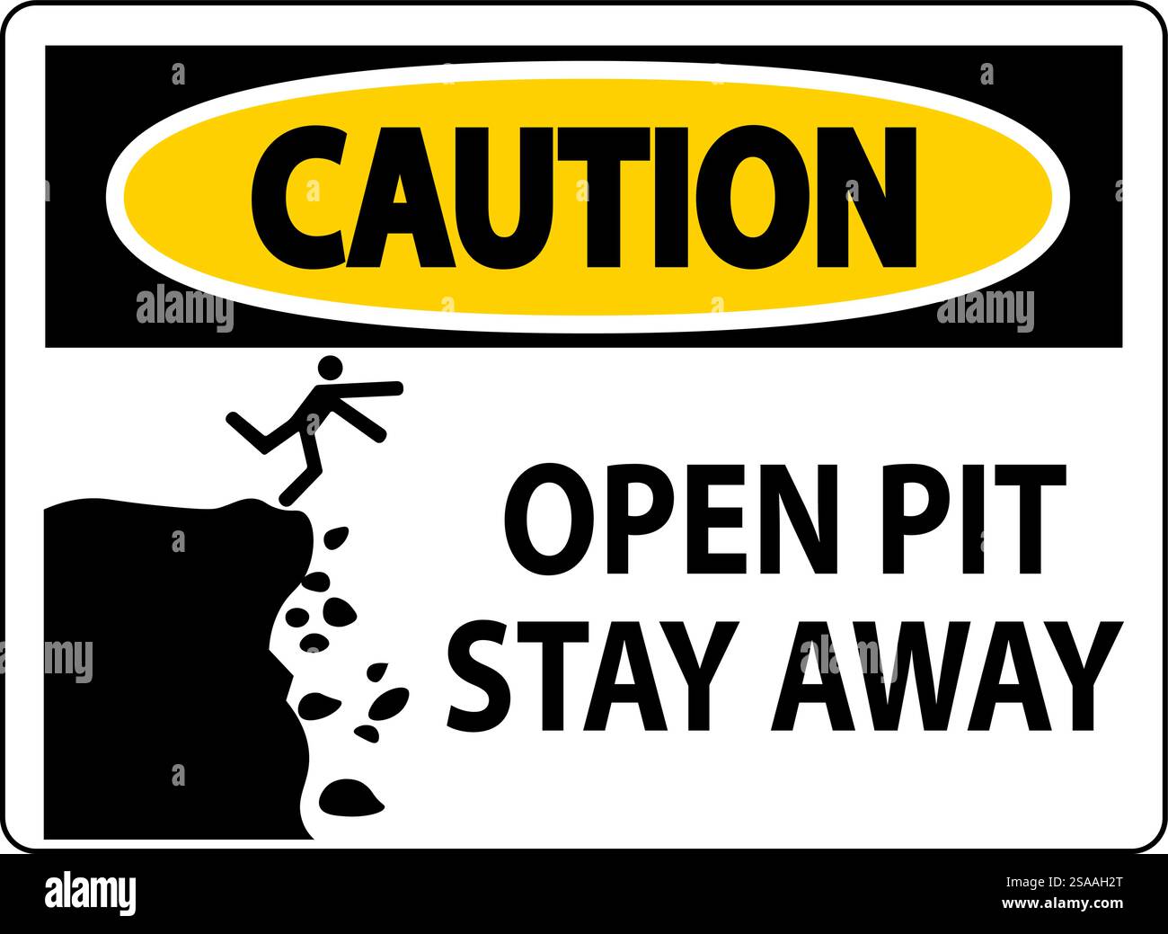 Caution Sign Open Pit, Stay Away Stock Vector Image & Art - Alamy
