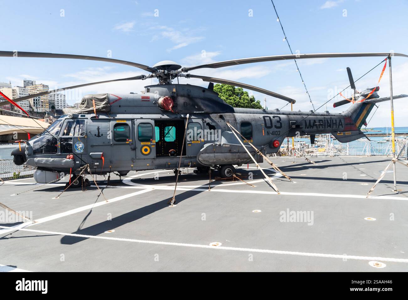 Salvador, Bahia, Brazil - January 26, 2025: View of a Navy helicopter ...