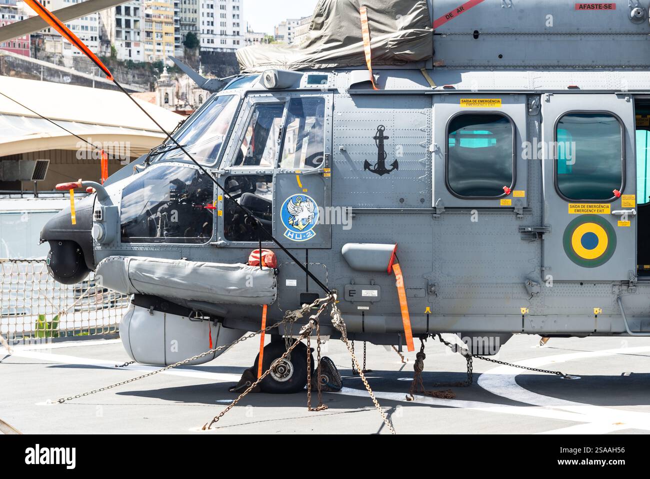 Salvador, Bahia, Brazil - January 26, 2025: View of a Navy helicopter ...