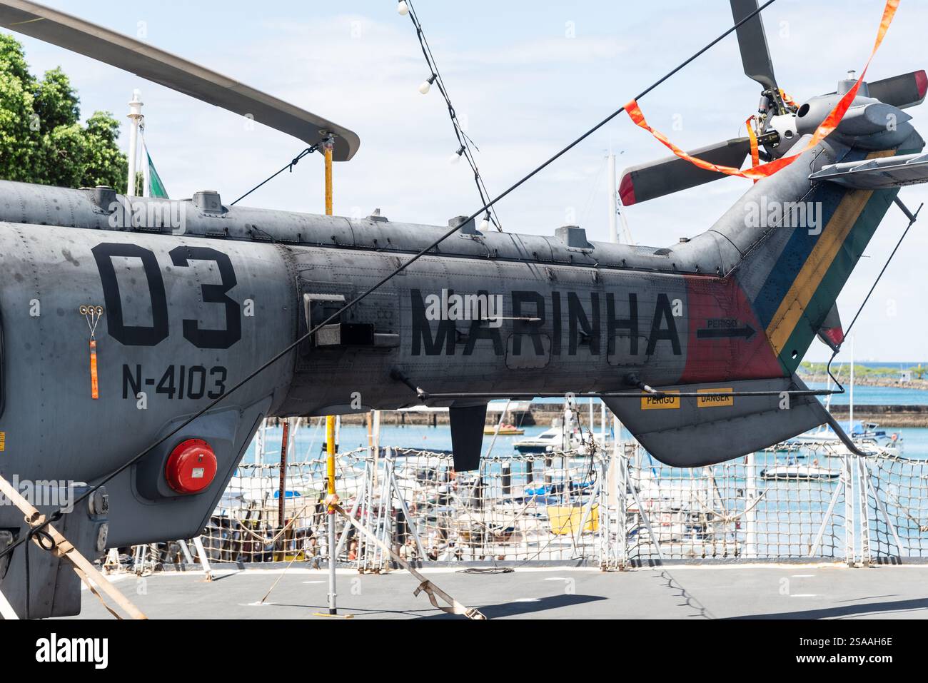 Salvador, Bahia, Brazil - January 26, 2025: View of a Navy helicopter ...