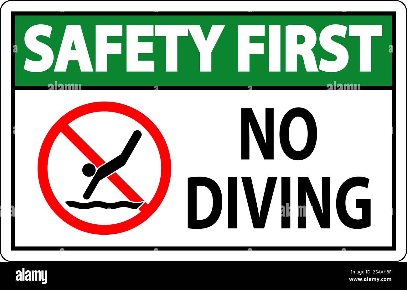 Swimming Pool Sign Safety First No Diving Stock Vector Image & Art - Alamy