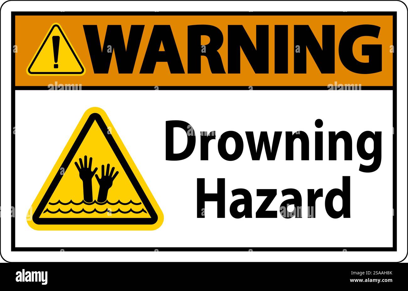 Beach Safety Sign Warning - Drowning Hazard Stock Vector Image & Art ...
