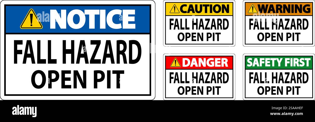 Caution Sign Fall Hazard - Open Pit Stock Vector Image & Art - Alamy