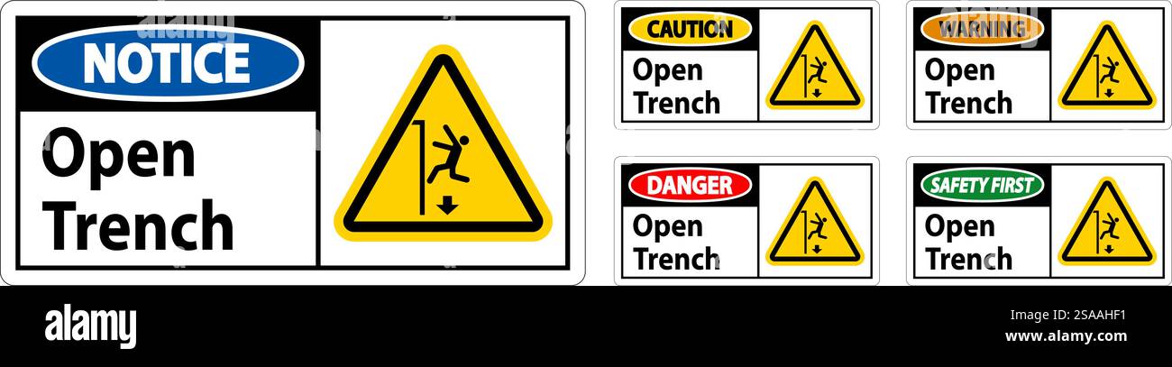 Danger Sign Open Trench Stock Vector Image & Art - Alamy