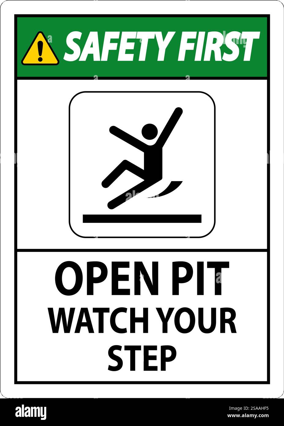 Safety First Sign Open Pit, Watch Your Step Stock Vector Image & Art ...