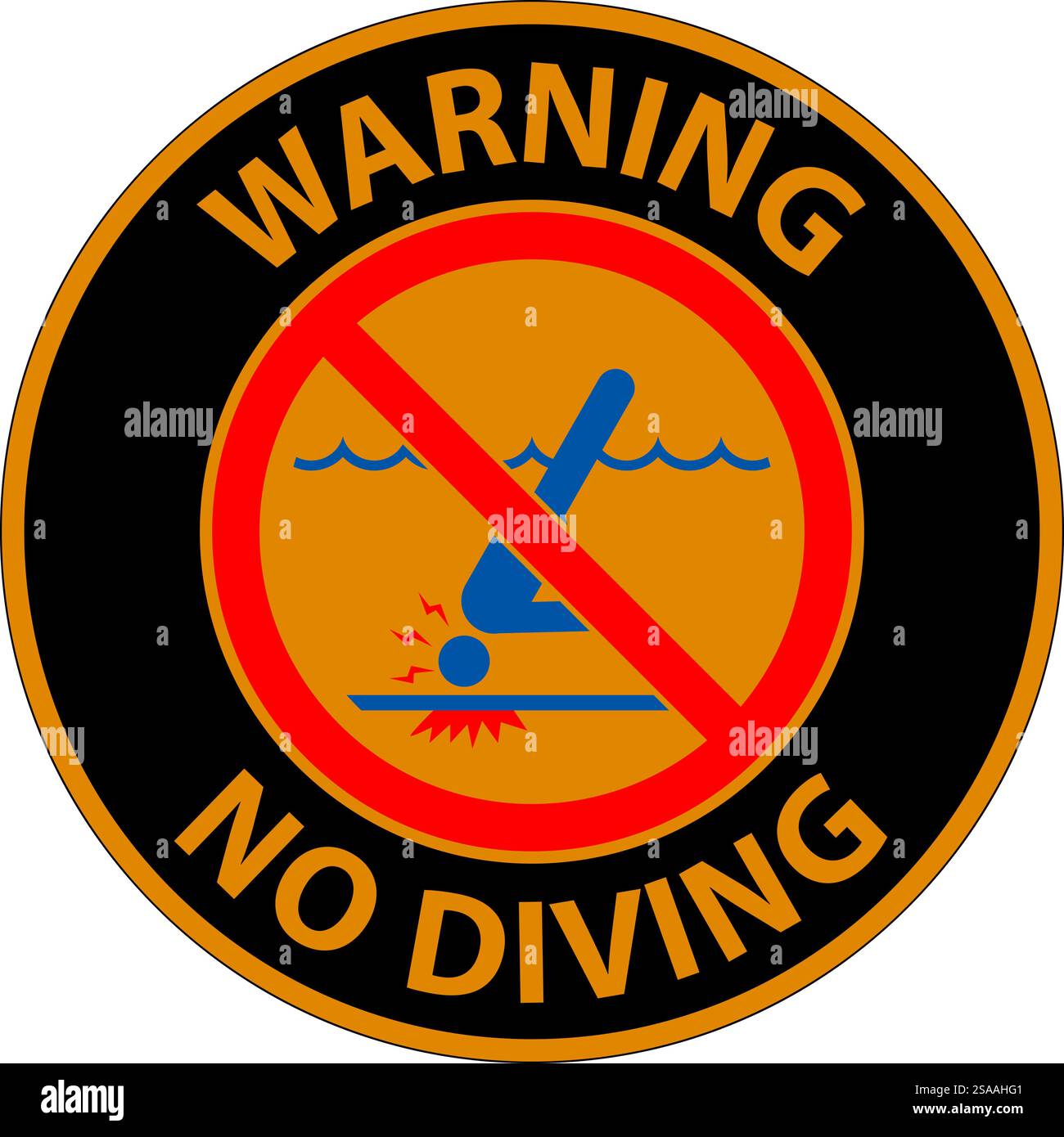 Pool Safety Sign Warning, No Diving Stock Vector Image & Art - Alamy
