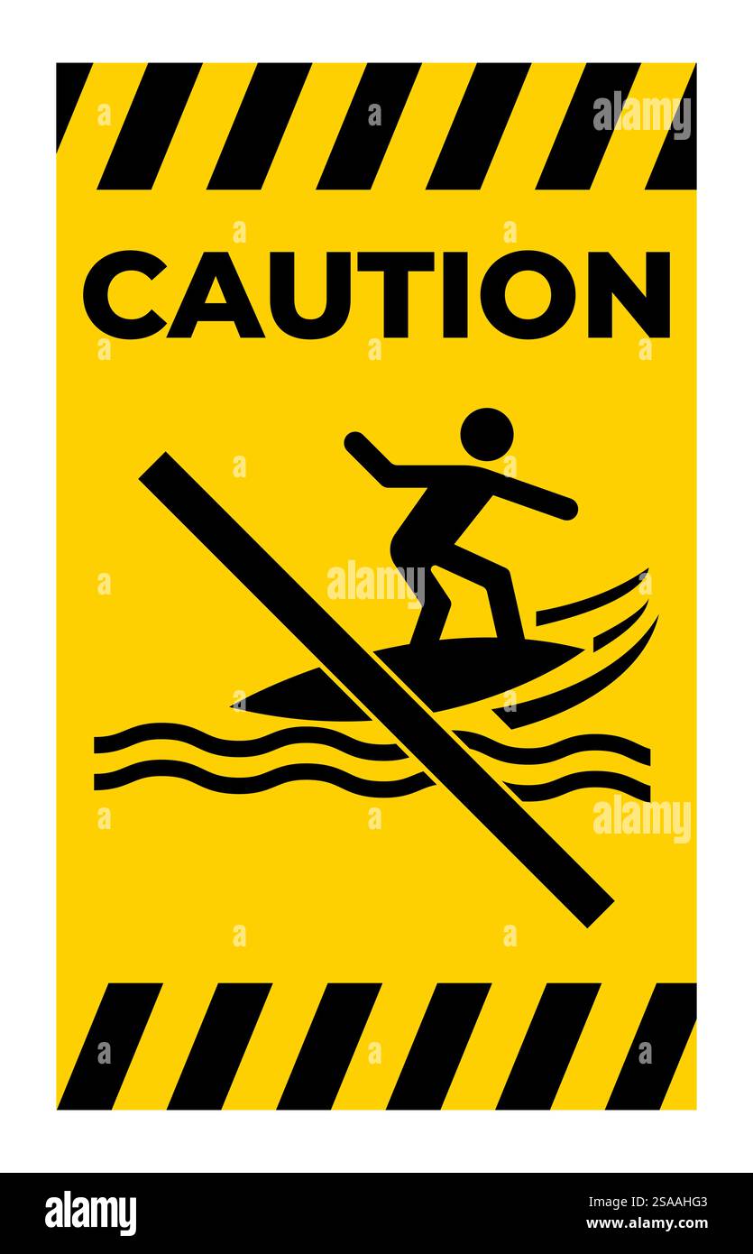 Attention Beach Safety Sign No Surfing Stock Vector Image & Art - Alamy