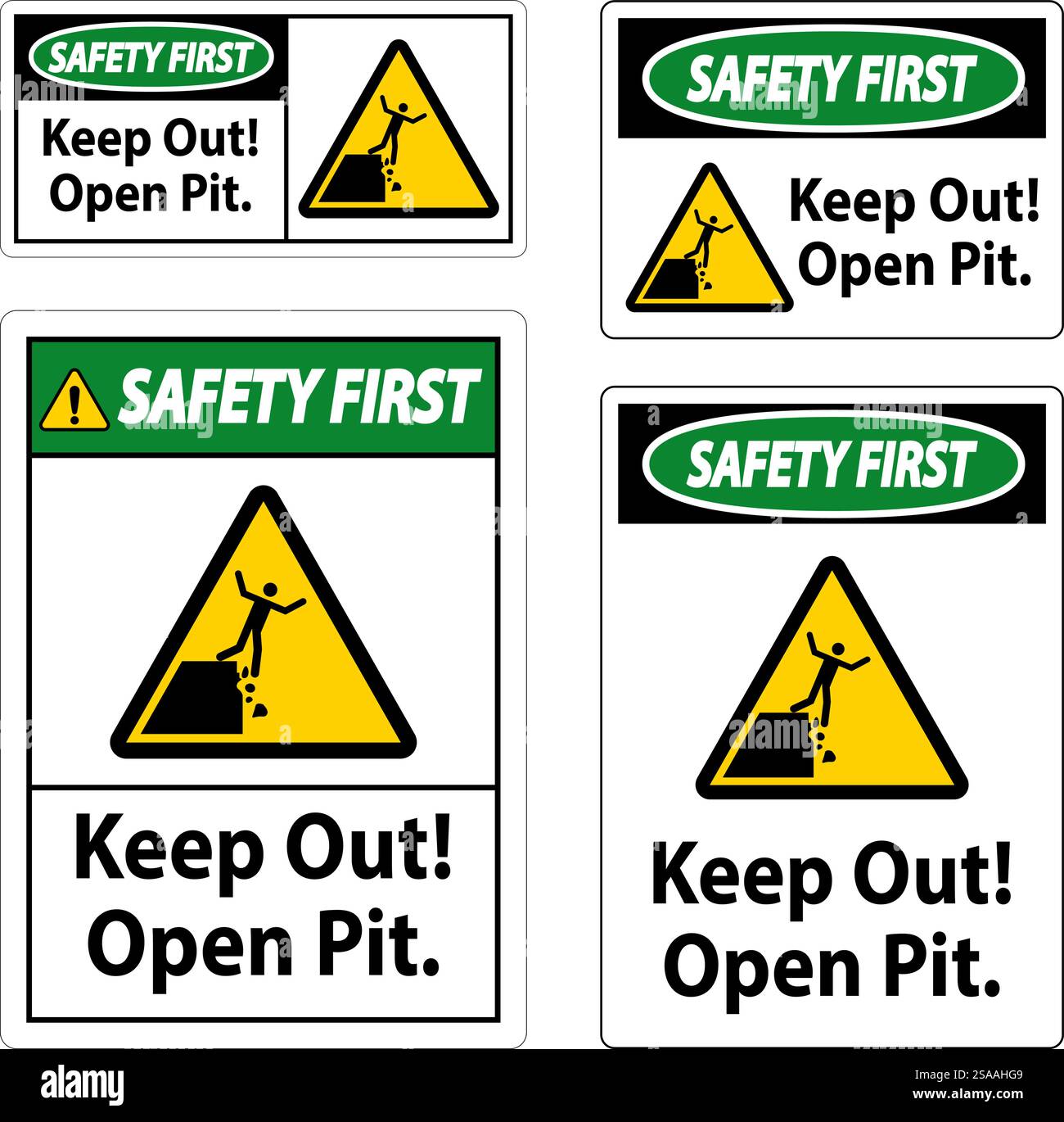 Safety First Sign Keep Out Open Pit Stock Vector Image & Art - Alamy