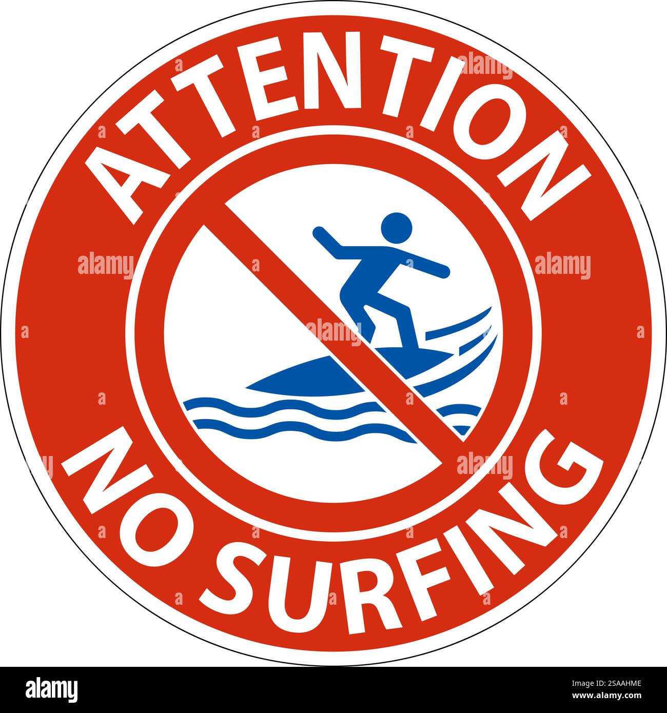 Attention Beach Safety Sign No Surfing Stock Vector Image & Art - Alamy