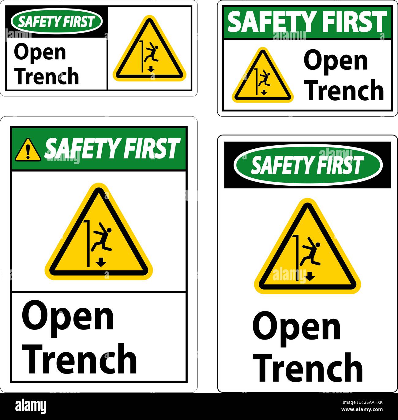 Safety First Sign Open Trench Stock Vector Image & Art - Alamy