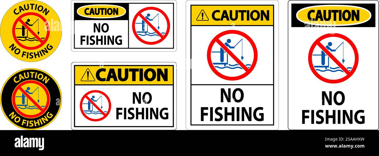 Water Safety Sign Caution, No Fishing Stock Vector Image & Art - Alamy