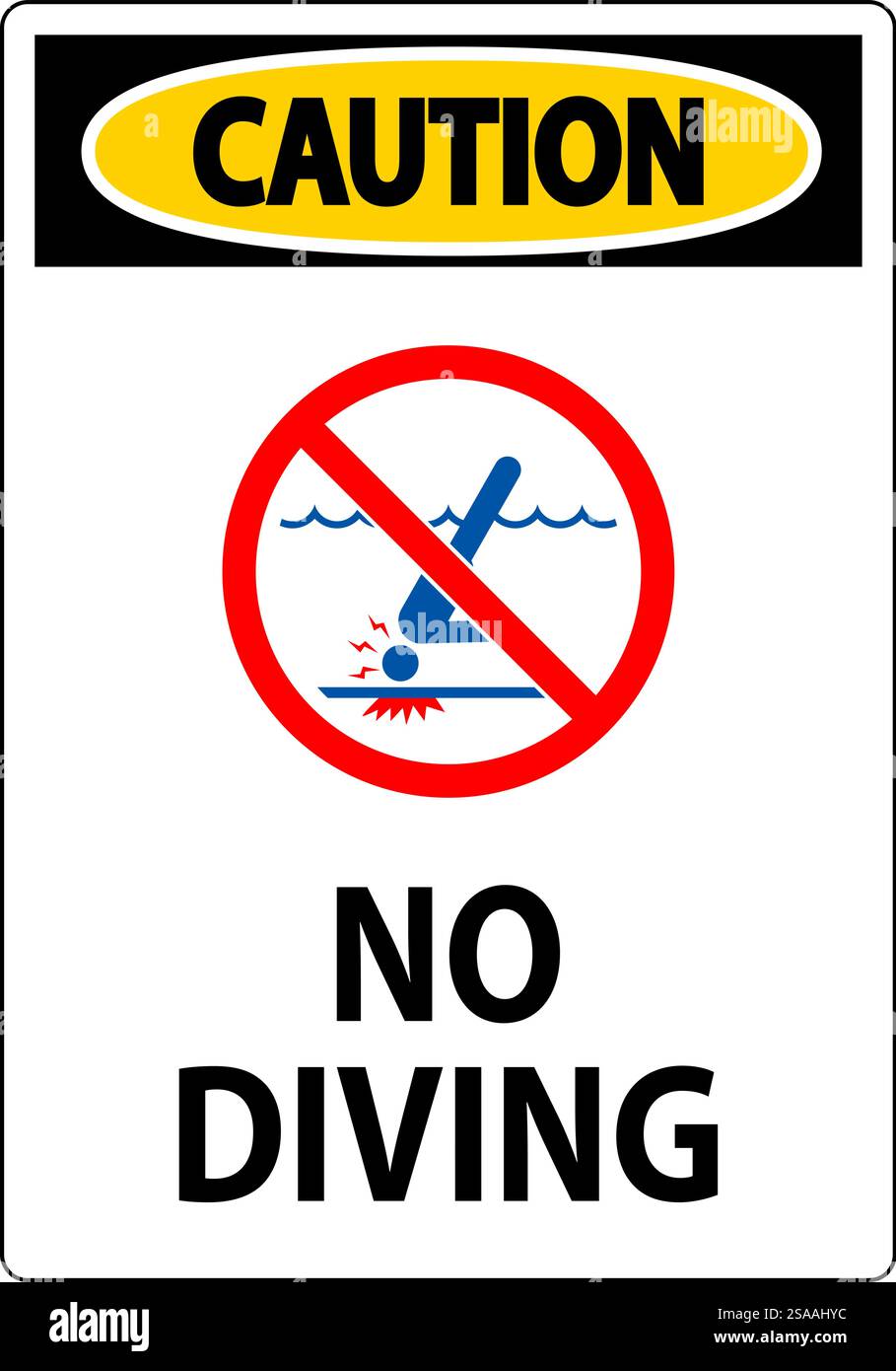 Pool Safety Sign Caution, No Diving Stock Vector Image & Art - Alamy