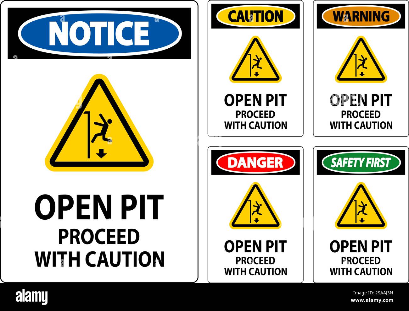 Danger Sign Open Pit Proceed With Caution Stock Vector Image & Art - Alamy
