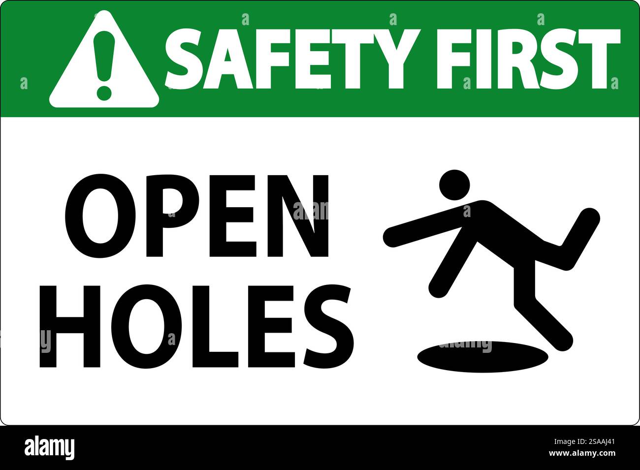 Safety First Sign Open Holes Stock Vector Image & Art - Alamy