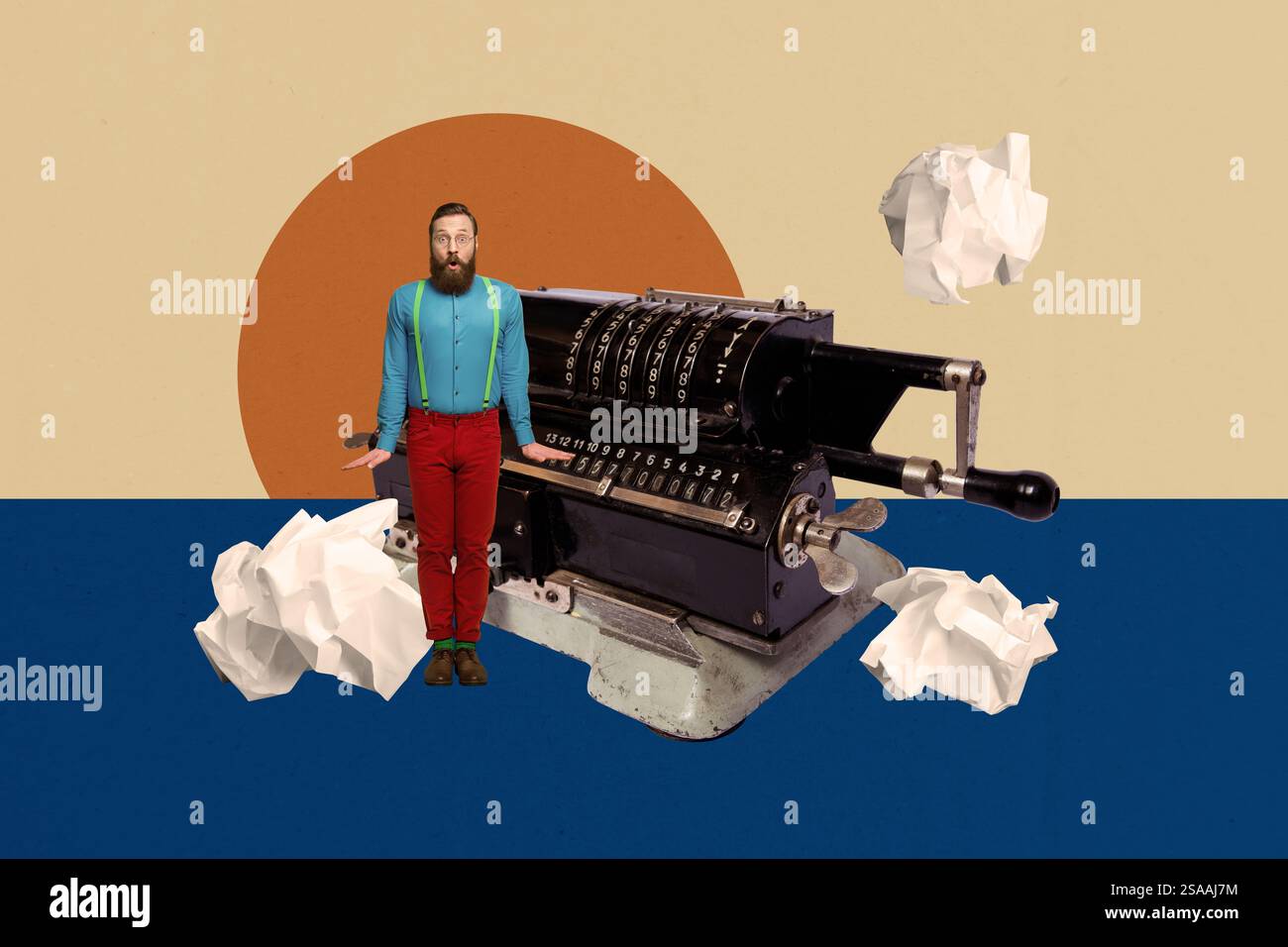 Trend artwork collage template composite sketch of young man stand ...