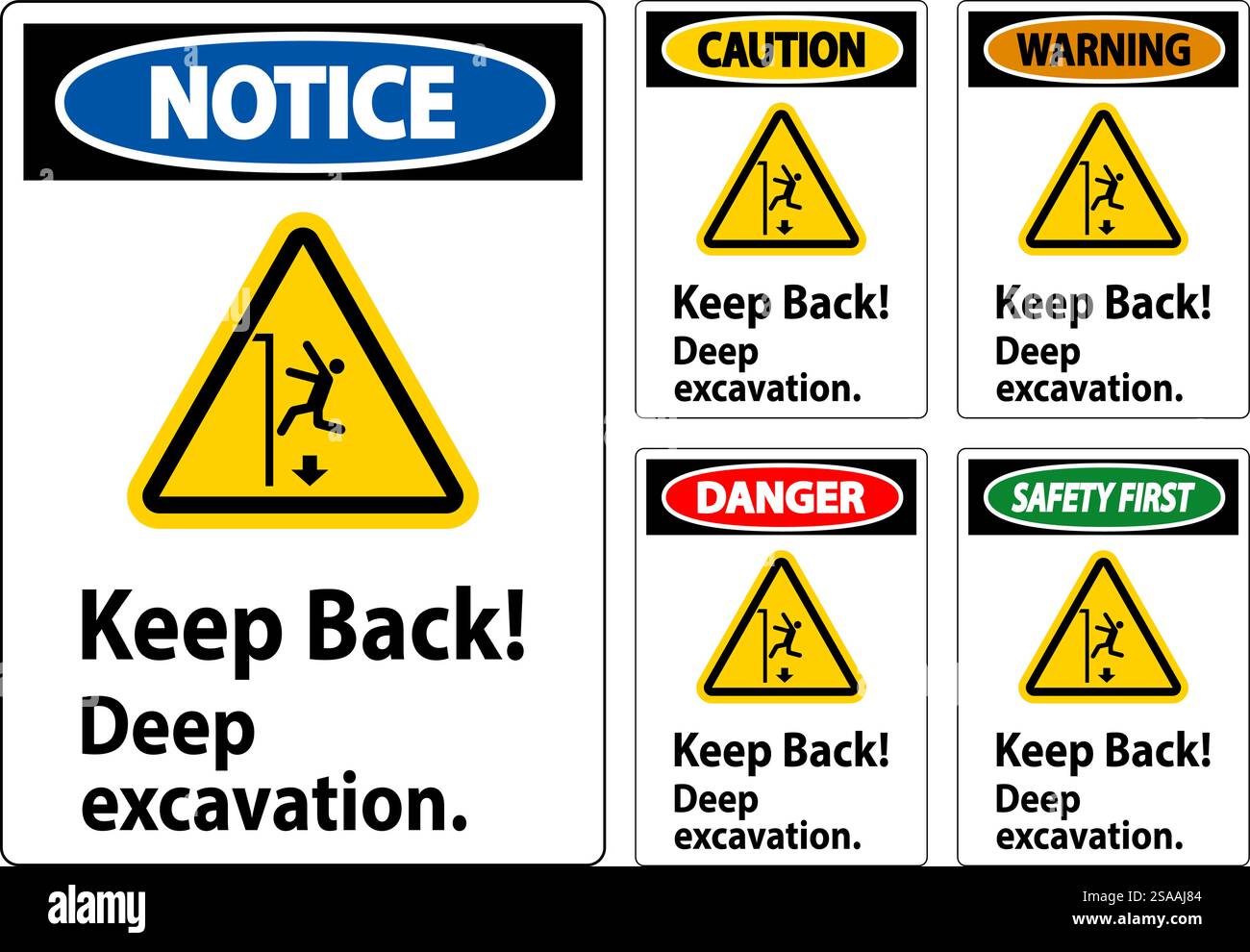 Danger Sign Keep Back Deep Excavation Stock Vector Image & Art - Alamy