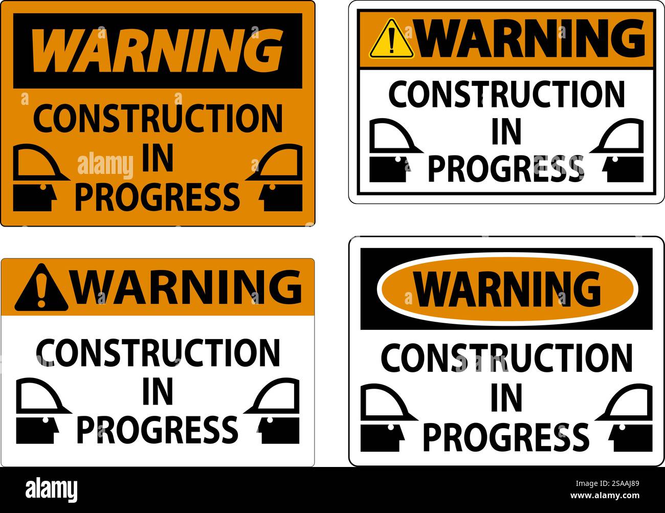 Warning Sign Construction In Progress Stock Vector Image & Art - Alamy