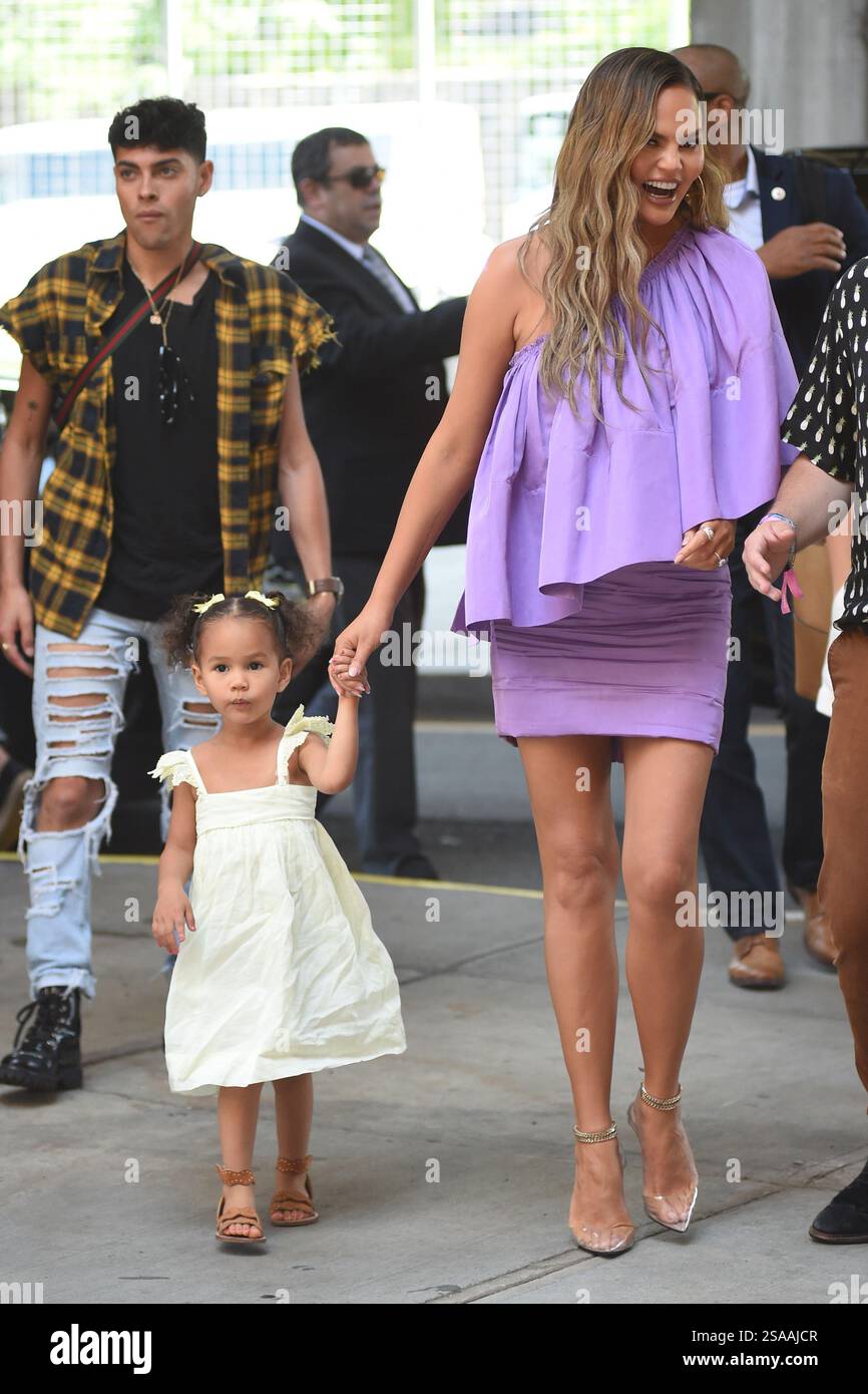 Luna Simone Stephens and Chrissy Teigen at Pier 92 in midtown on June ...
