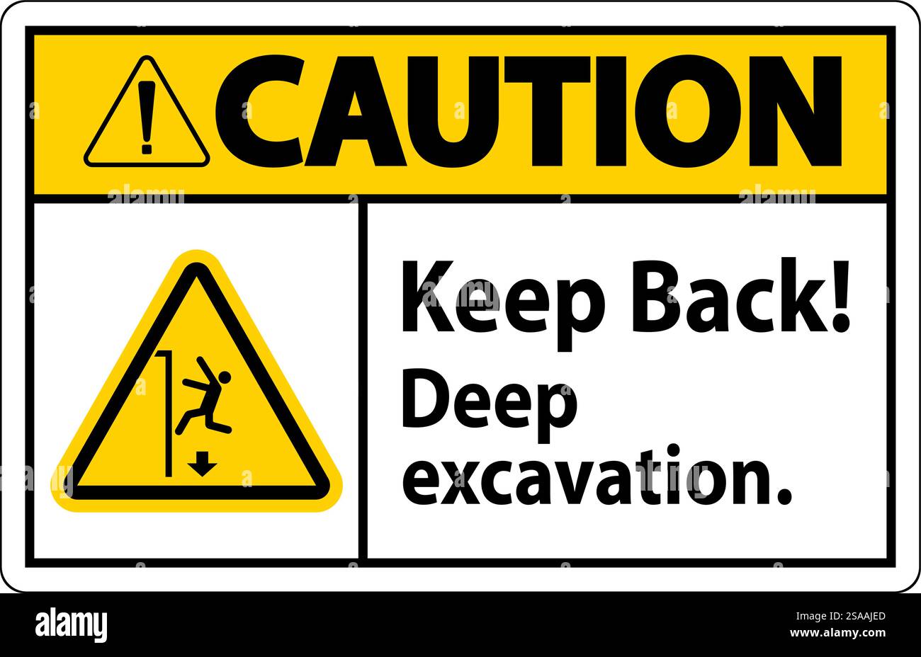 Caution Sign Keep Back Deep Excavation Stock Vector Image & Art - Alamy