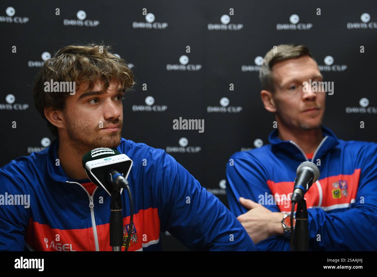 Ostrava, Czech Republic. 29th Jan, 2025. From left Czech tennis players ...