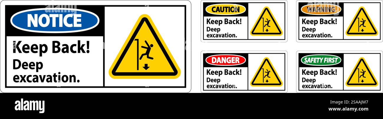 Danger Sign Keep Back Deep Excavation Stock Vector Image & Art - Alamy