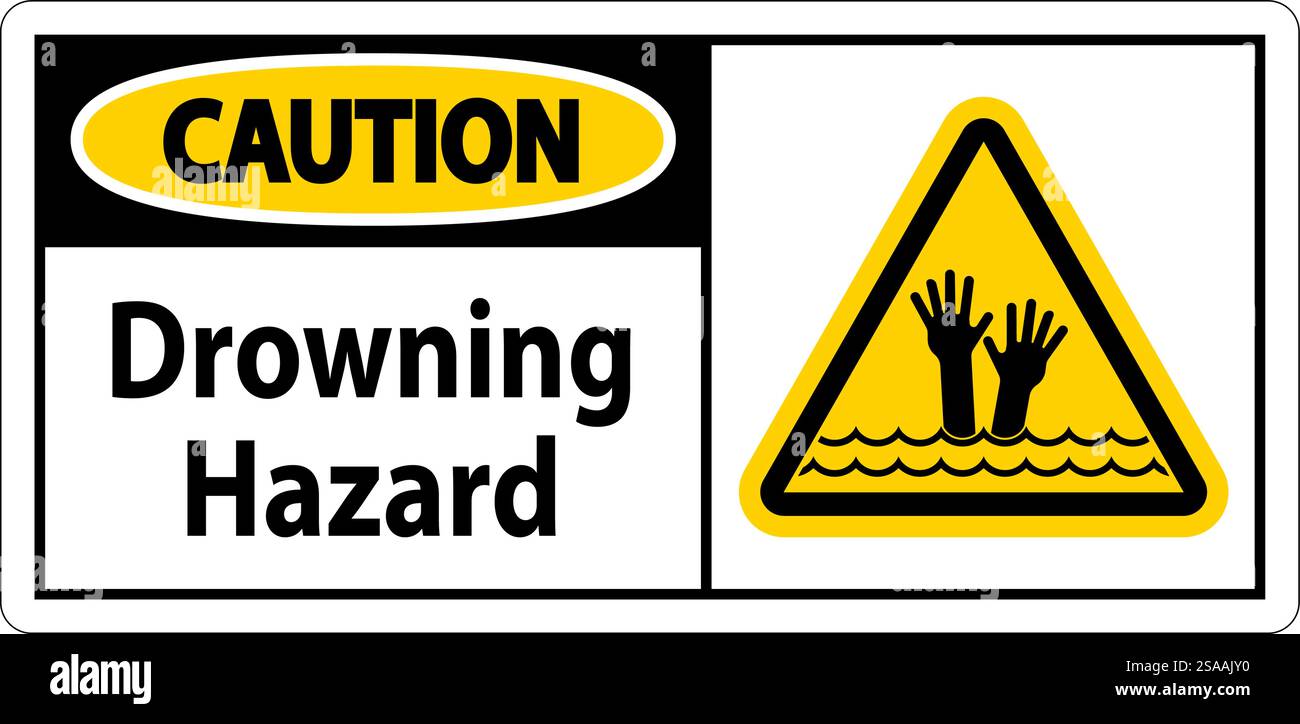 Beach Safety Sign Caution - Drowning Hazard Stock Vector Image & Art ...