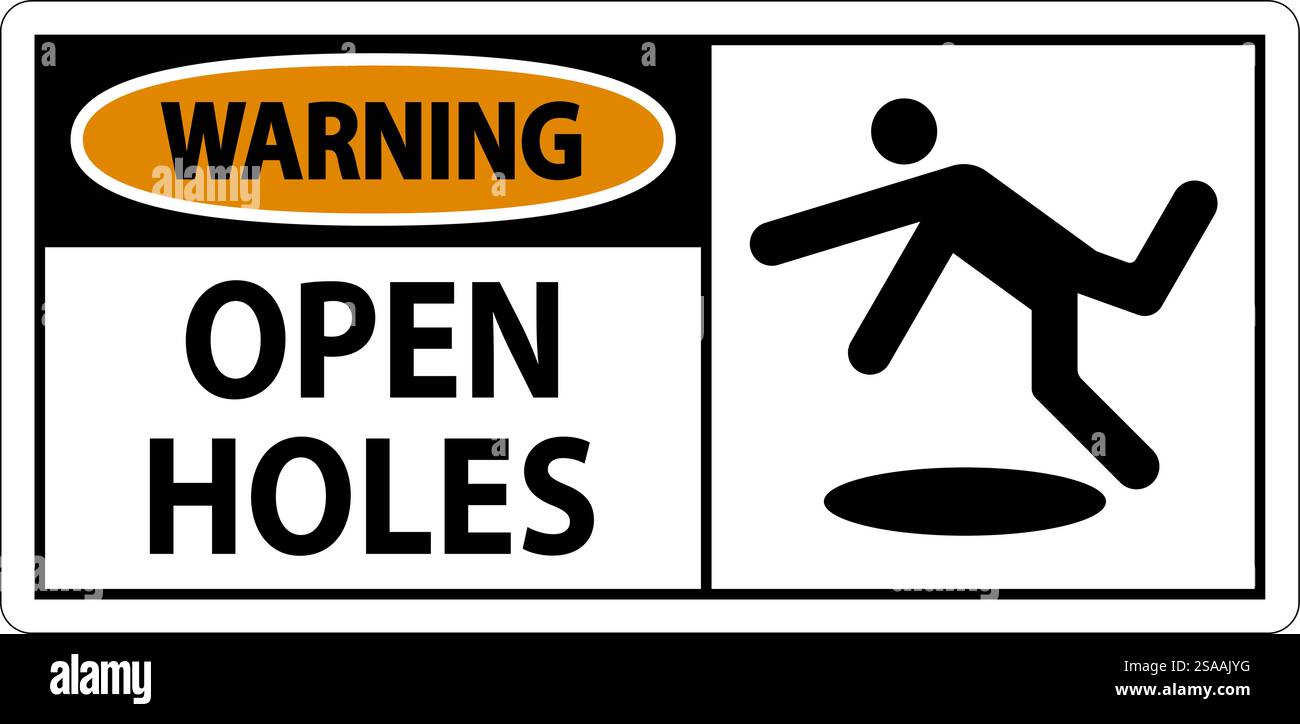 Warning Sign Open Holes Stock Vector Image & Art - Alamy