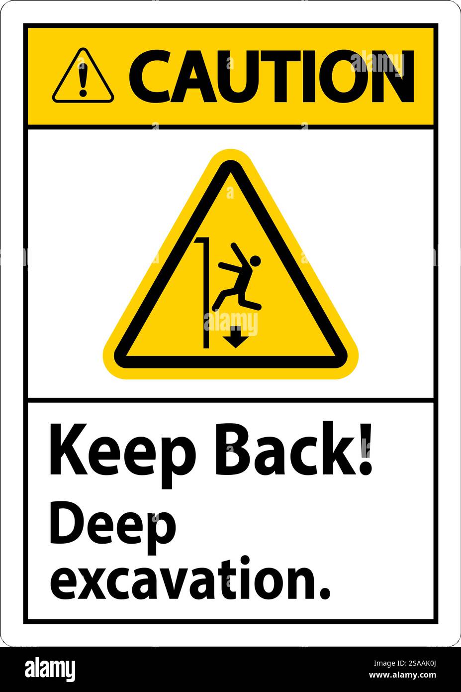 Caution Sign Keep Back Deep Excavation Stock Vector Image & Art - Alamy