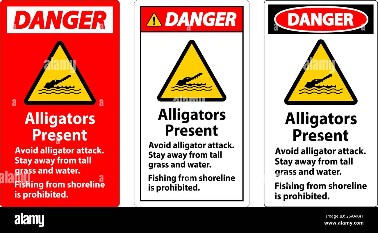 Alligator Warning Sign, Danger - Alligators Present, Avoid Alligator ...