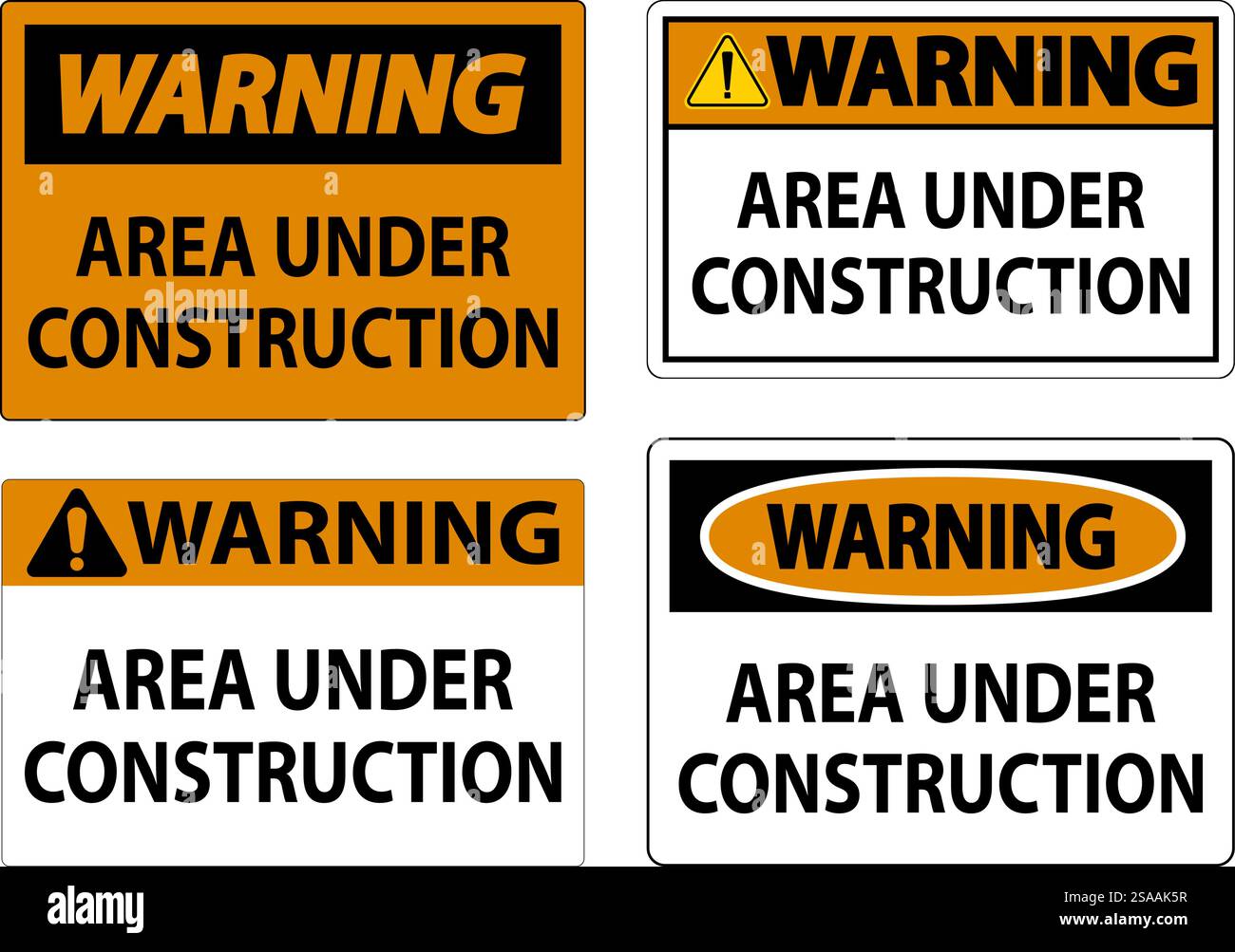 Warning Sign Area Under Construction Stock Vector Image & Art - Alamy