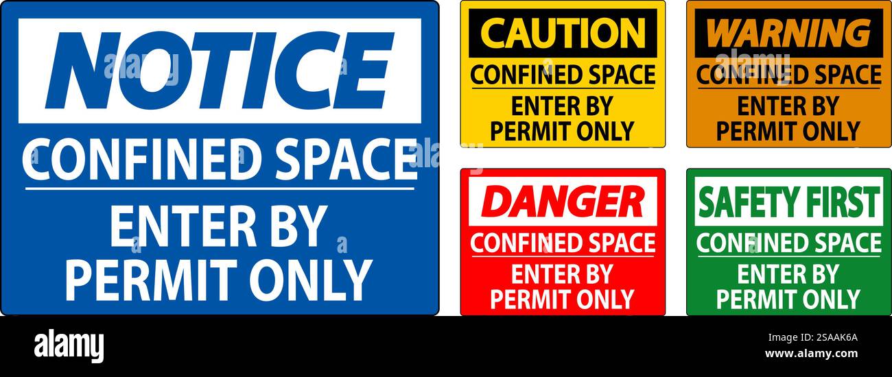 Danger Sign Confined Space - Enter By Permit Only Stock Vector Image ...