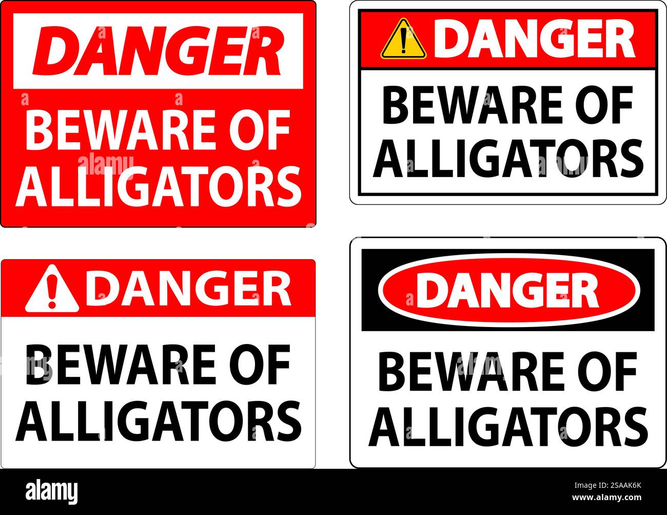 Danger Sign Beware Of Alligators Stock Vector Image & Art - Alamy