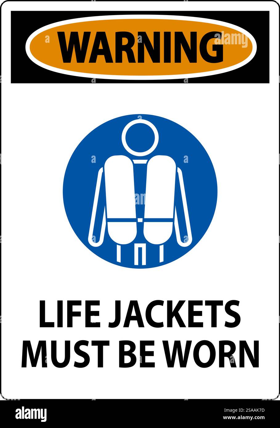 Water Safety Sign Warning, Life Jackets Must Be Worn Stock Vector Image ...