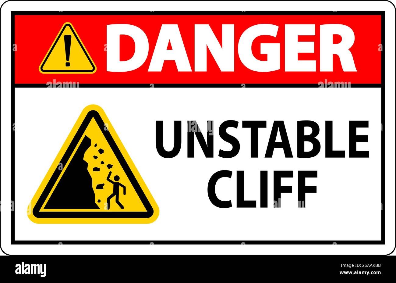 Water Safety Sign, Danger - Unstable Cliff Stock Vector Image & Art - Alamy