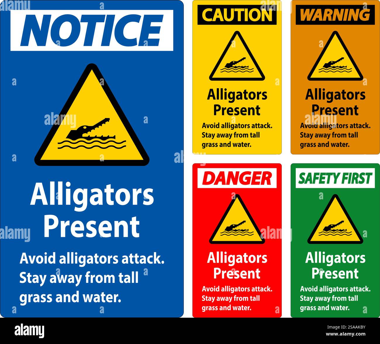 Alligator Warning Sign, Danger - Alligators Present Avoid Attack, Stay ...