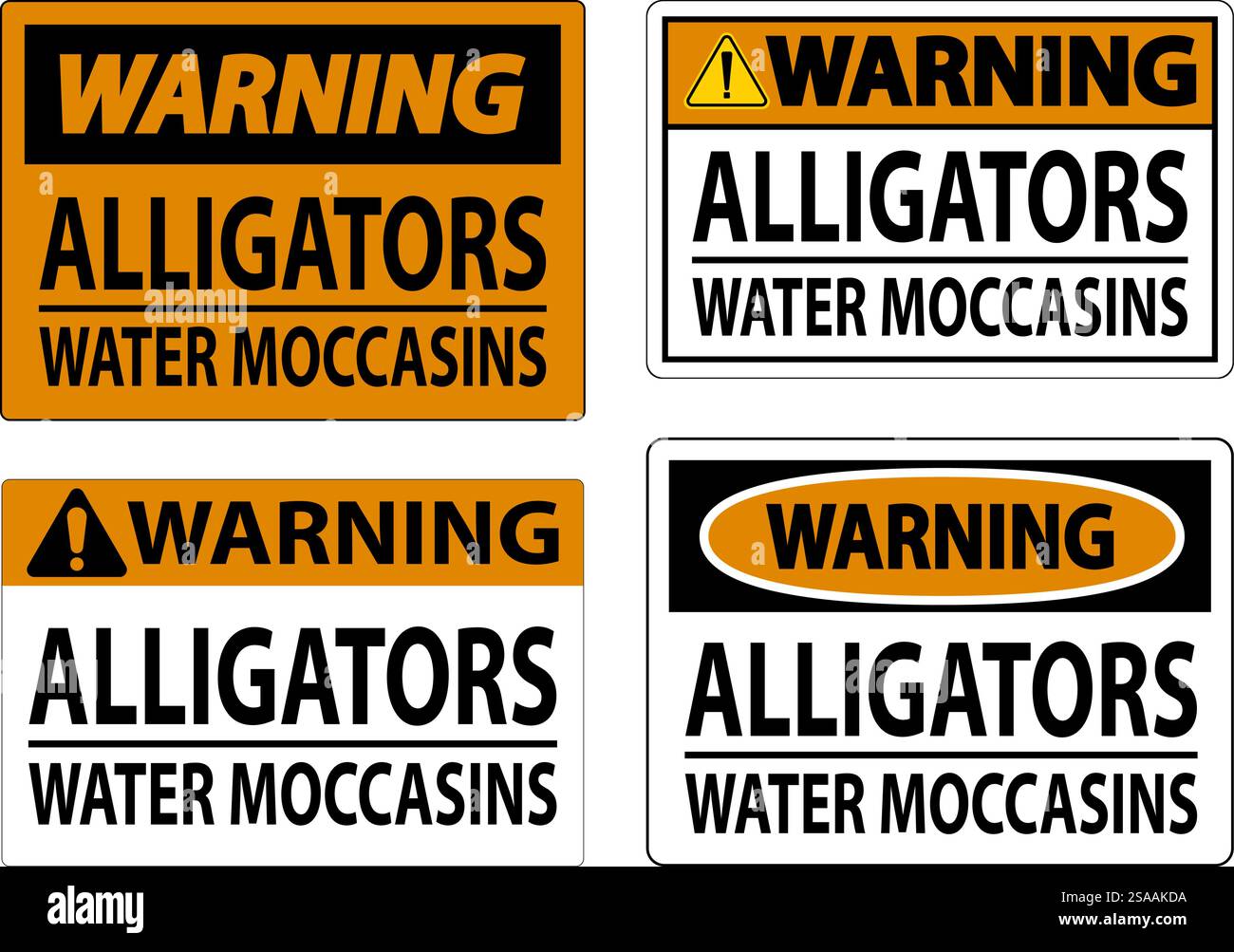 Warning Sign Alligators - Water Moccasins Stock Vector Image & Art - Alamy